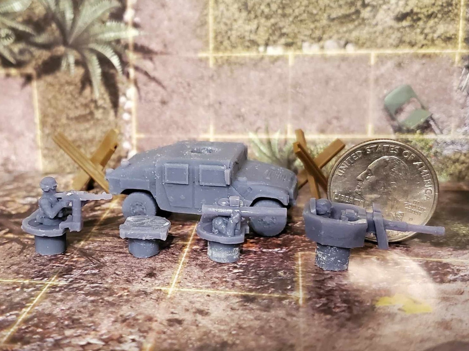 HMMWV US Frag Kit With 3 Turrets and 1 Hatch Vehicle, 3D Resin Printed ...