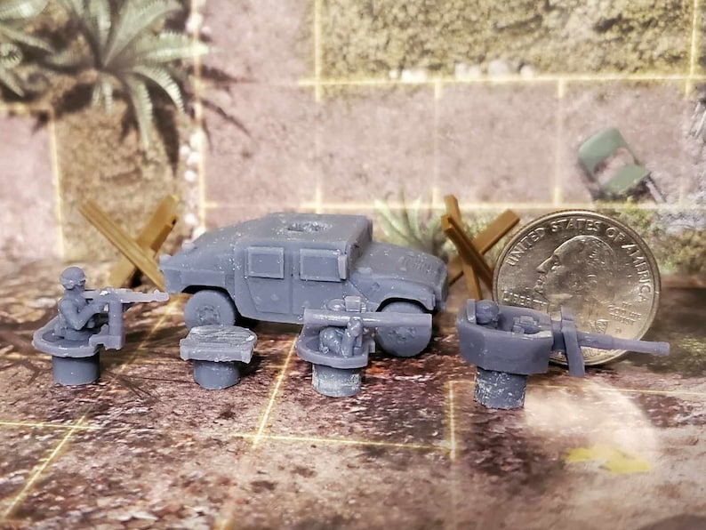HMMWV US Frag Kit With 3 Turrets and 1 Hatch Vehicle, 3D Resin Printed ...