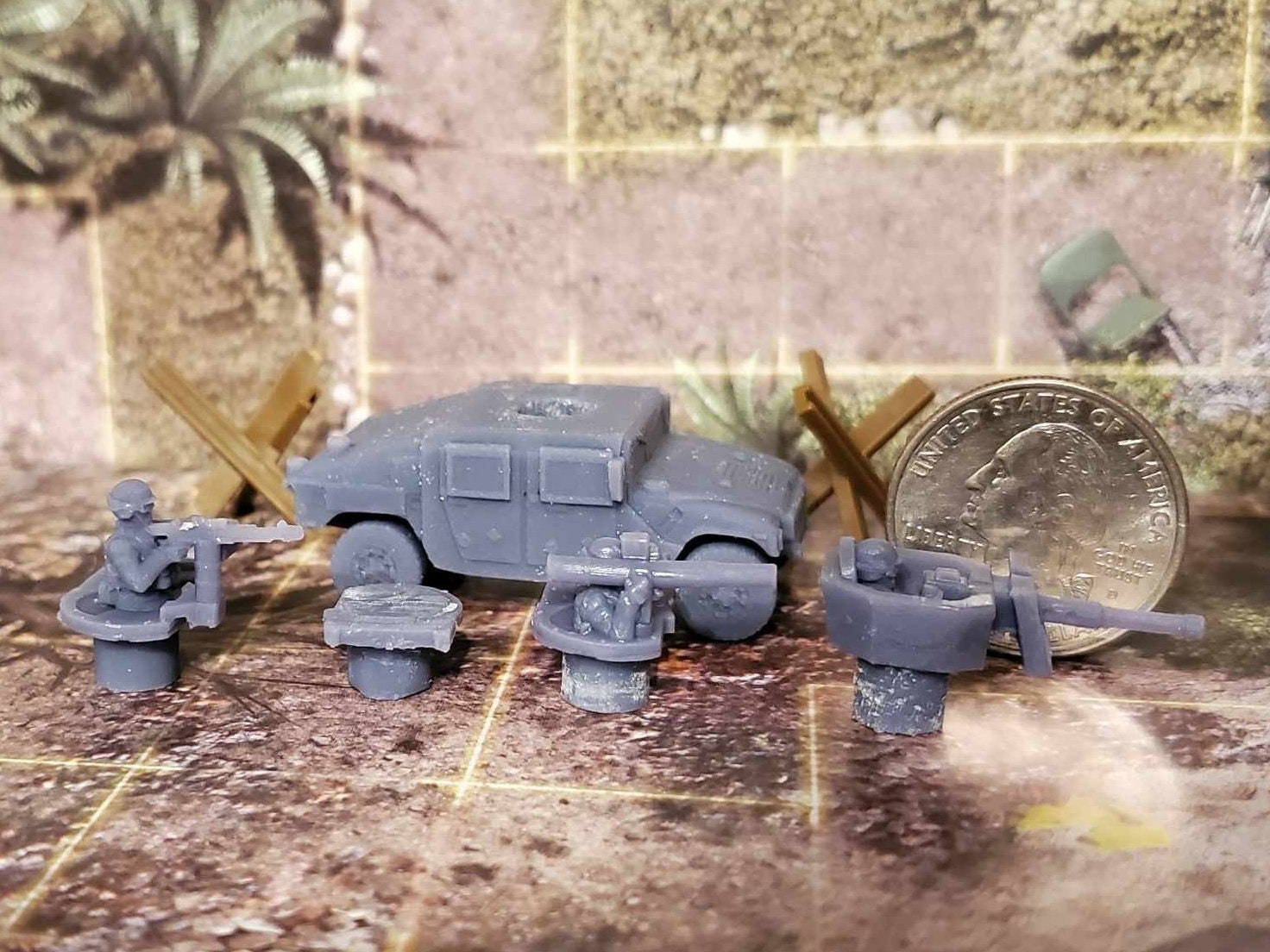 HMMWV US Frag Kit With 3 Turrets and 1 Hatch Vehicle 1/100 Scale, 3D ...