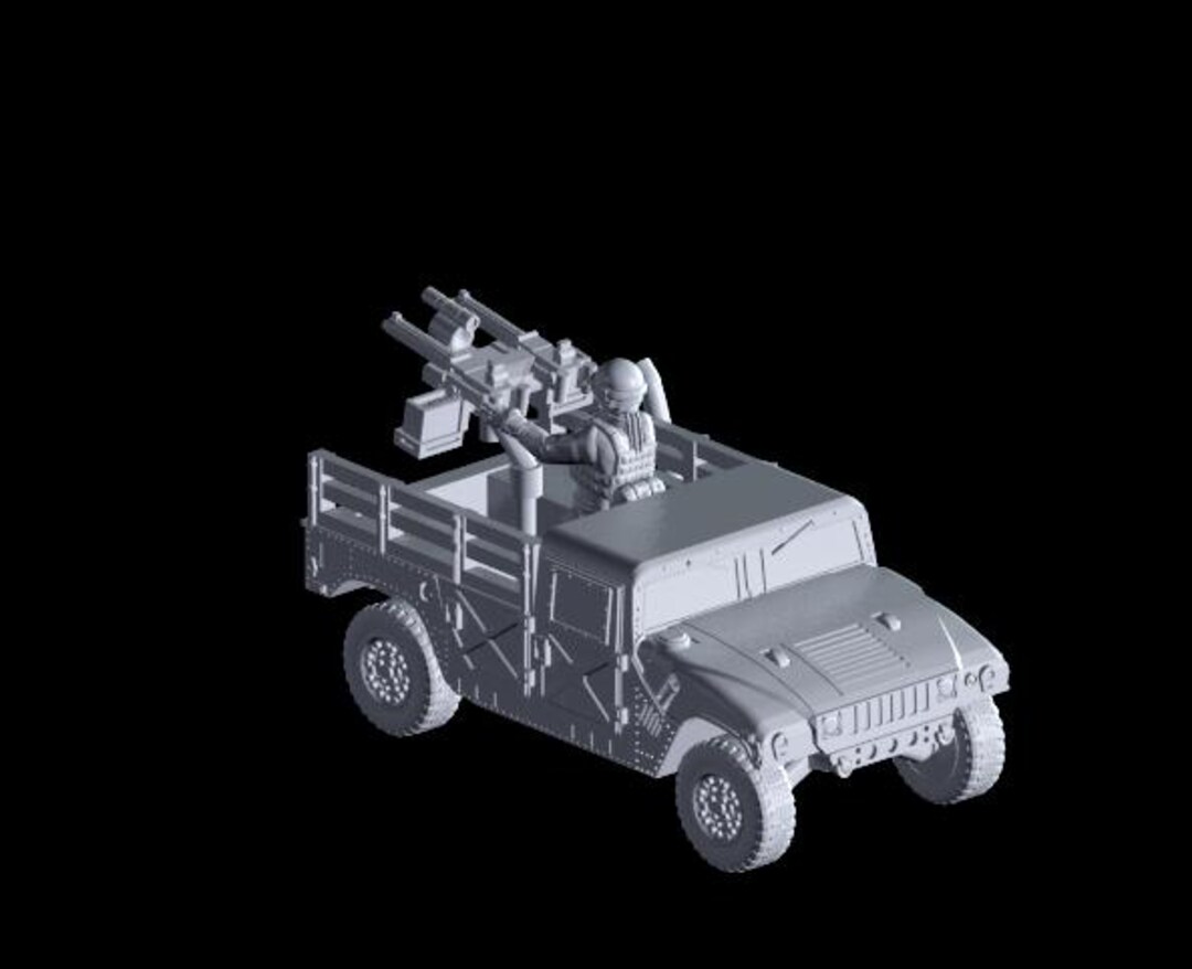 HMMWV Truck Anti Drone Vehicle, 3D Resin Printed Near Modern War Flames ...