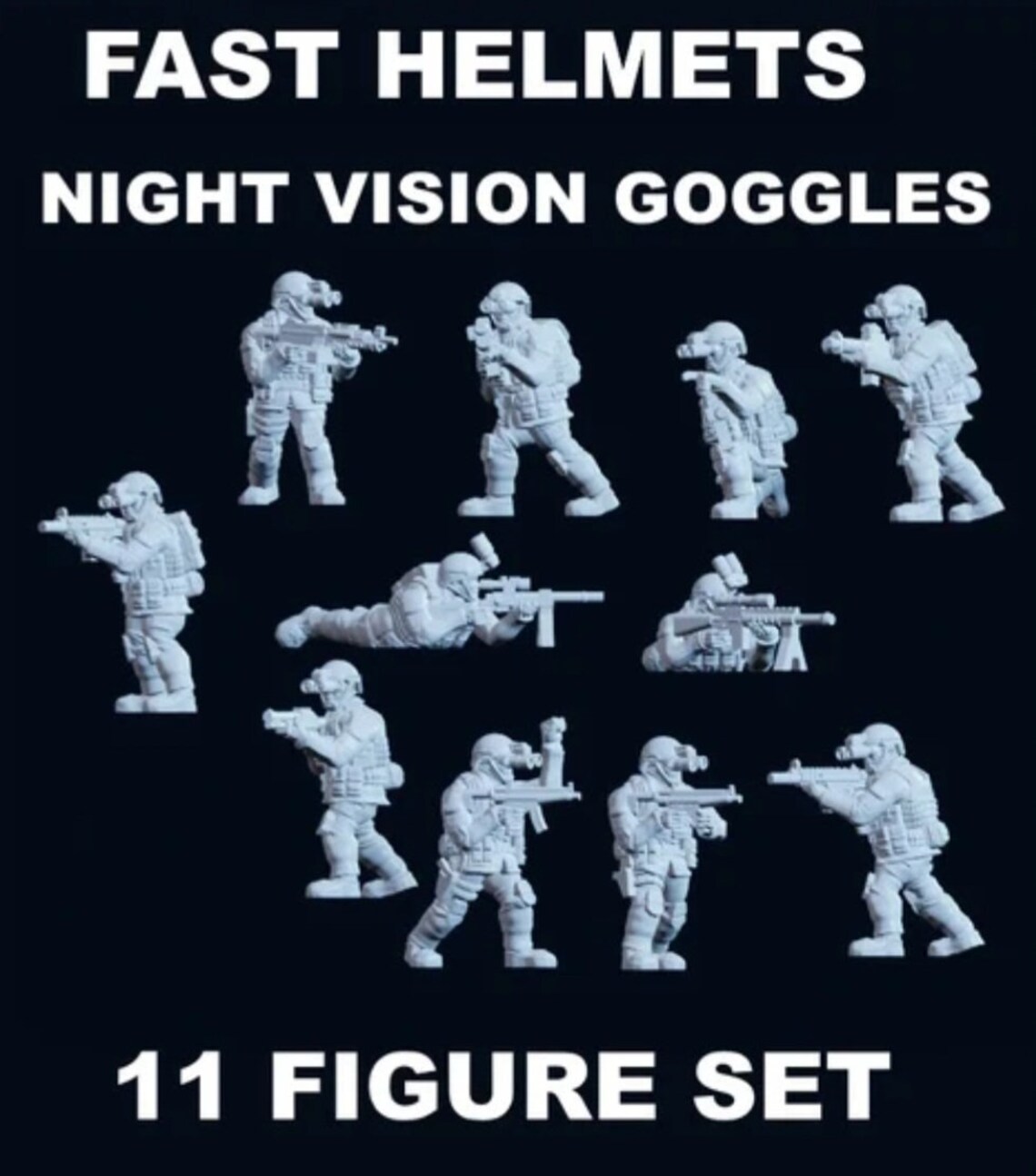 US Delta Forces With Night Vision Goggles Miniatures 1/100 Scale Near ...