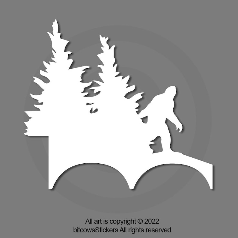 Bigfoot/sasquatch Trees Vinyl Decal Over Logo | Etsy