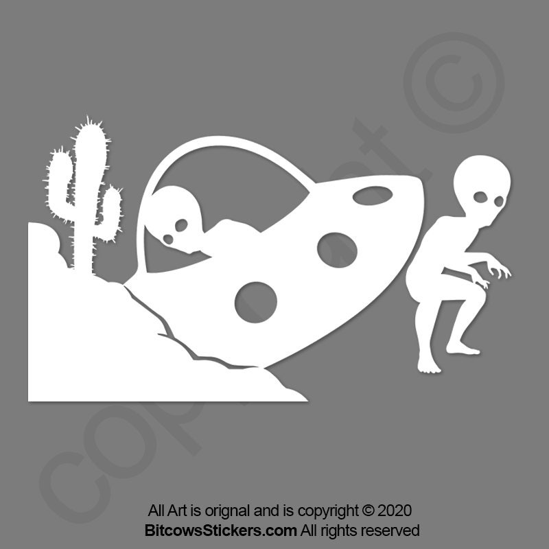 Crashed UFO Alien Corner Windshield Decal Wrangler Space - Etsy