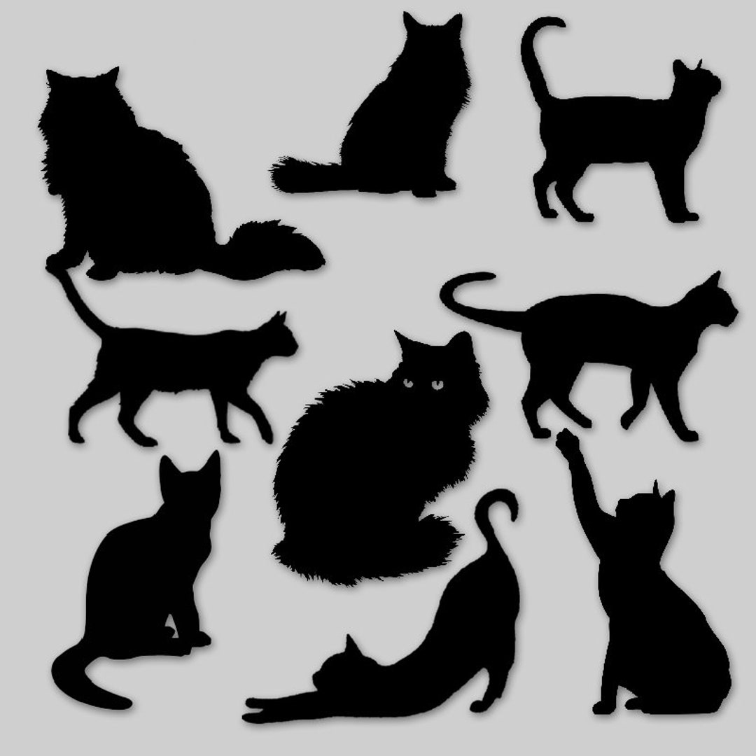 Cat Silhouette Stickers - Etsy