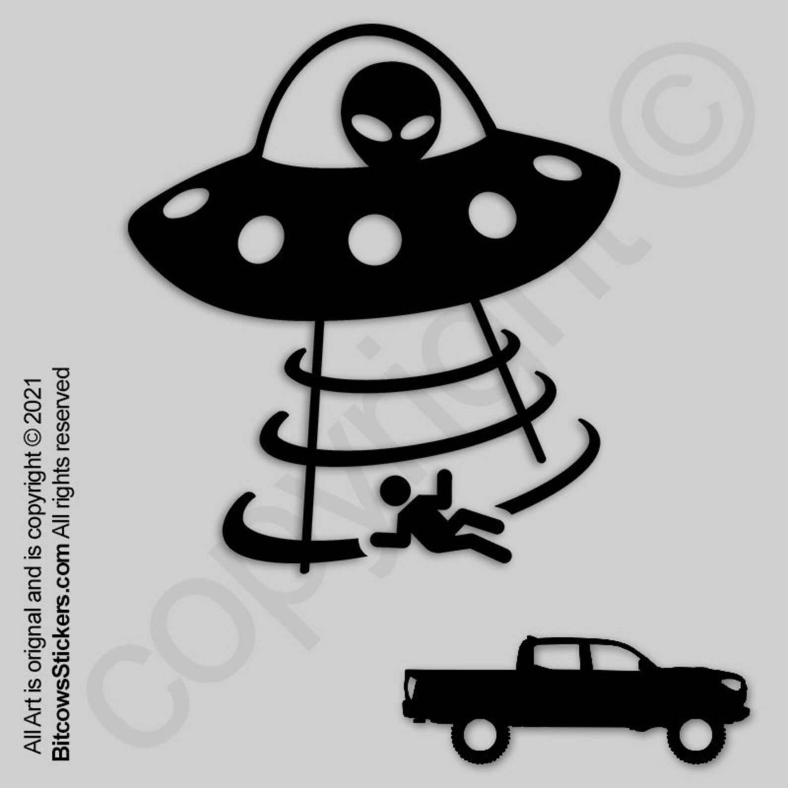 UFO Alien Abduction Windshield Decal Wrangler Space Easter Egg - Etsy