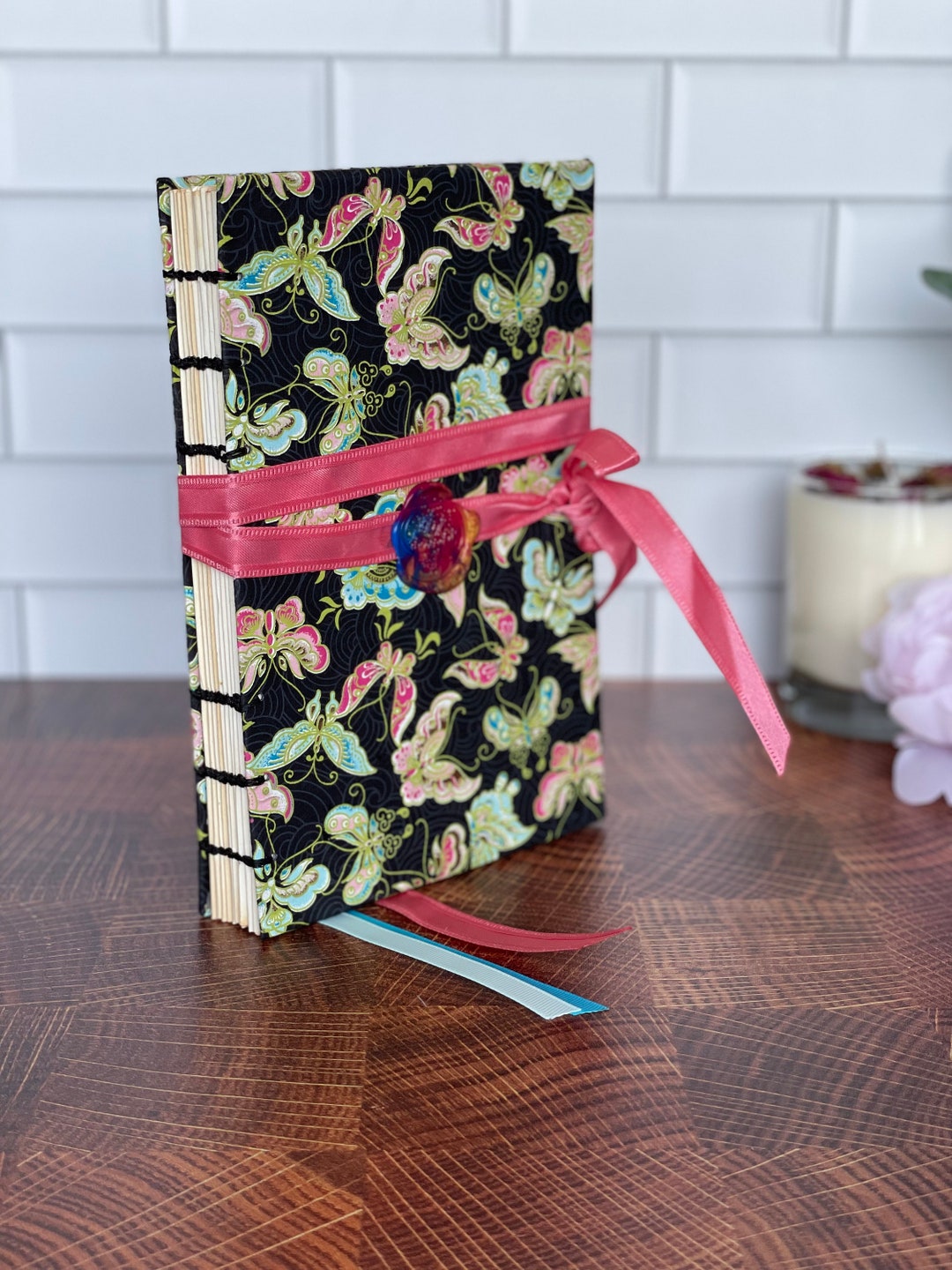 Journal: Black and Pink Butterfly, Handmade, Hardcover, Junk, Bojo ...