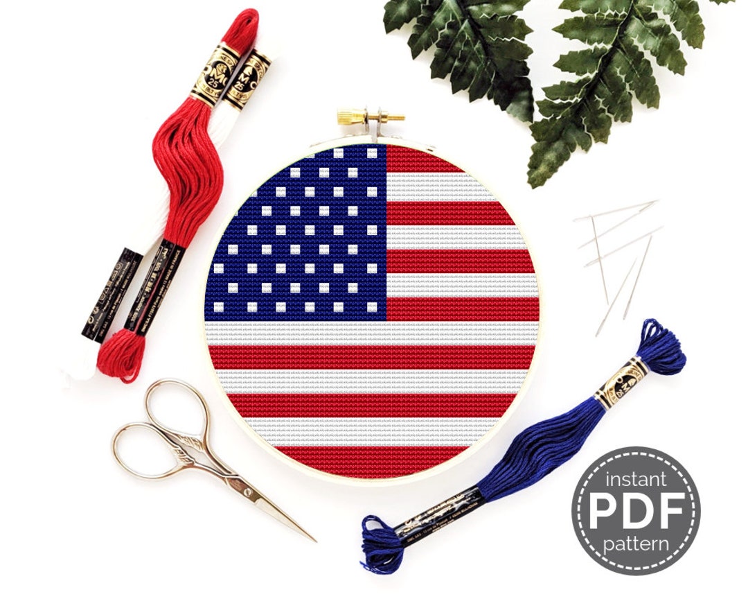 American Flag Cross Stitch Pattern US Flag Modern Cross Stitch July 4th ...