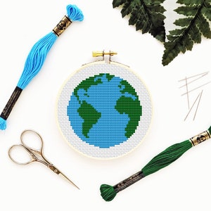 Earth Embroidery Pattern - This Beginner, Mini Cross Stitch Pattern is ...