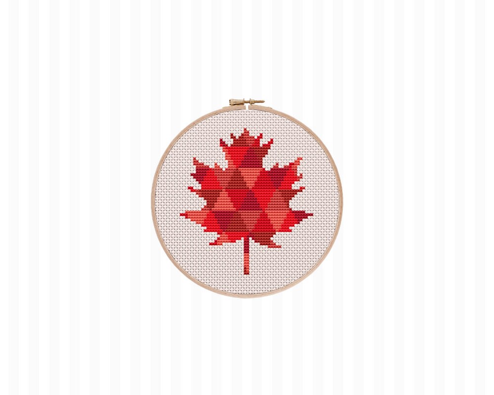 Red Maple Leaf Cross Stitch Pattern Autumn Colors Cross Stitch | Etsy