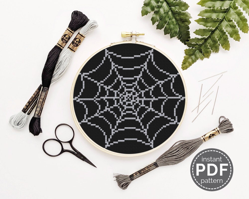 Halloween Cross Stitch Pattern Spider Web Cross Stitch Pattern - Etsy