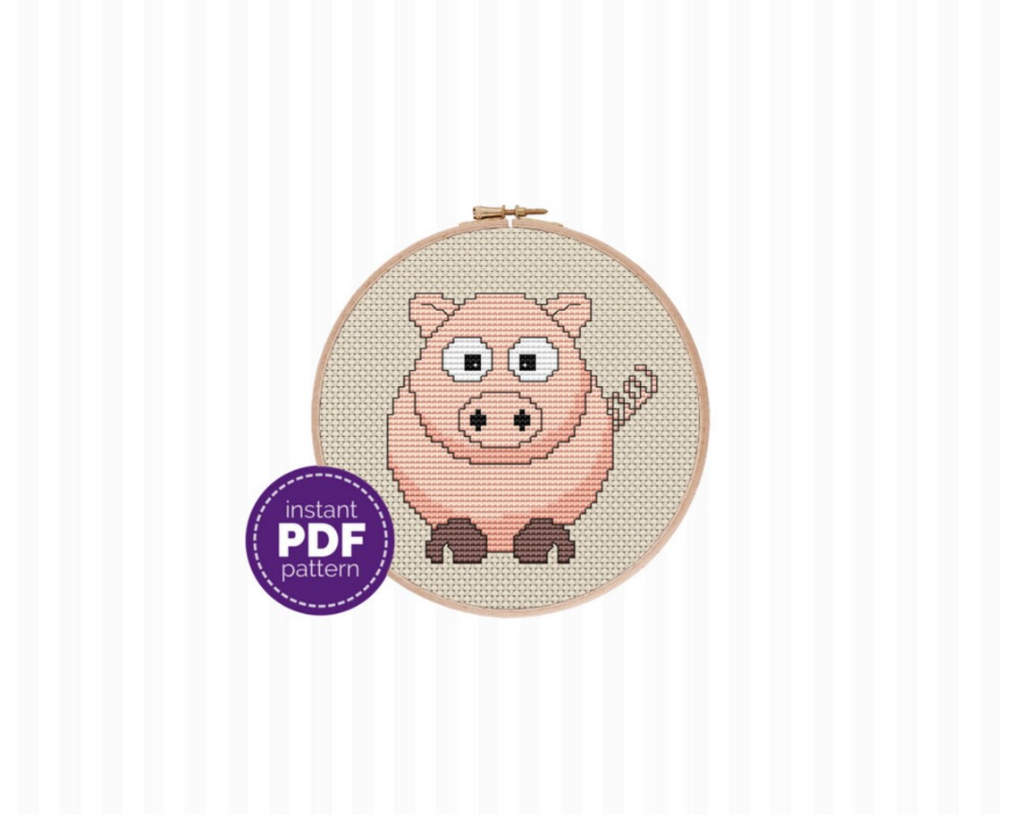 Pig Cross Stitch Pattern Beginner Cross Stitch Pattern Farm | Etsy
