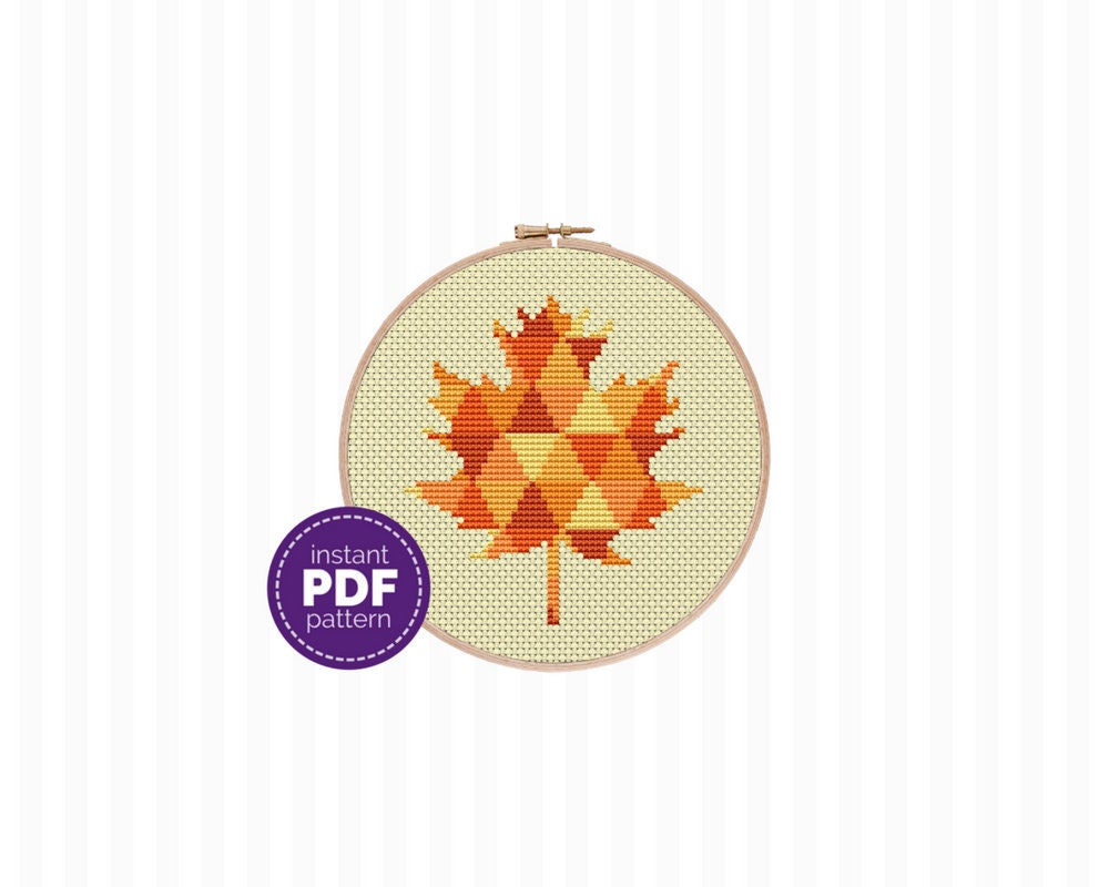 SET of 3 Maple Leaf Cross Stitch Patterns Seasons Cross Stitch | Etsy