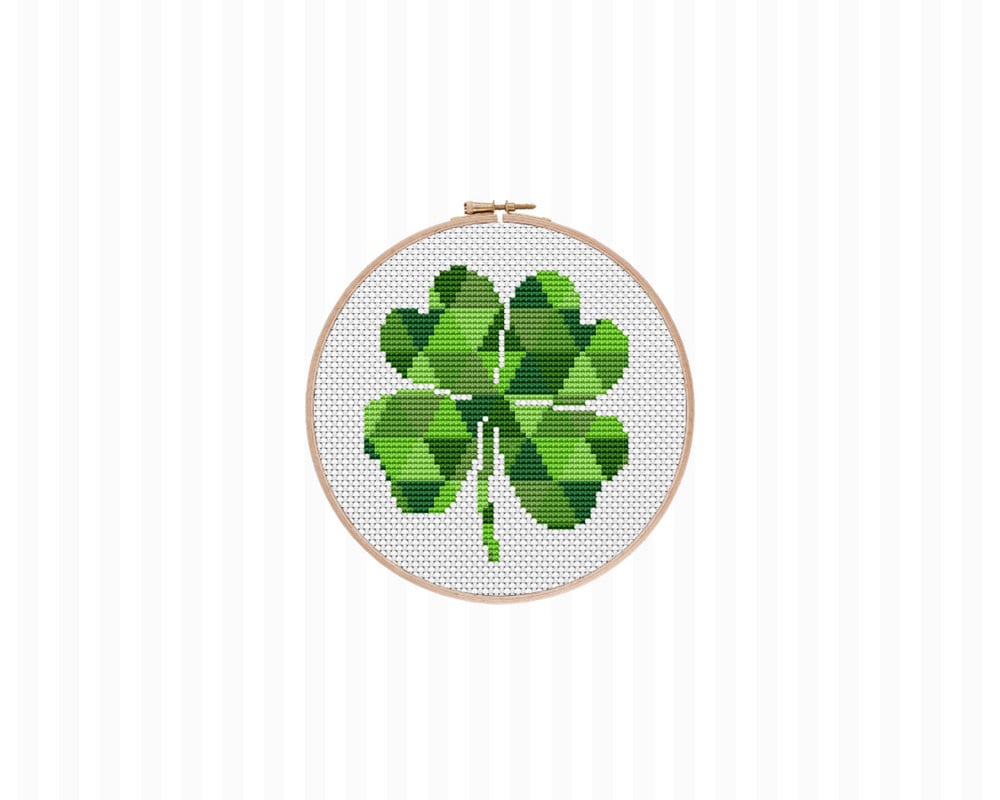 Shamrock Cross Stitch Pattern Four Leaf Clover Modern Cross | Etsy