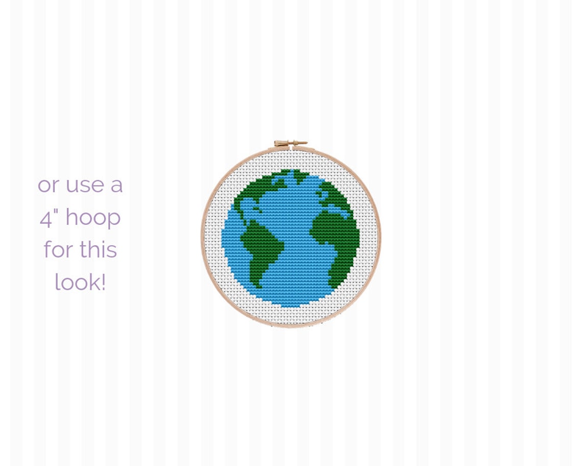 Earth Embroidery Pattern - This Beginner, Mini Cross Stitch Pattern is ...