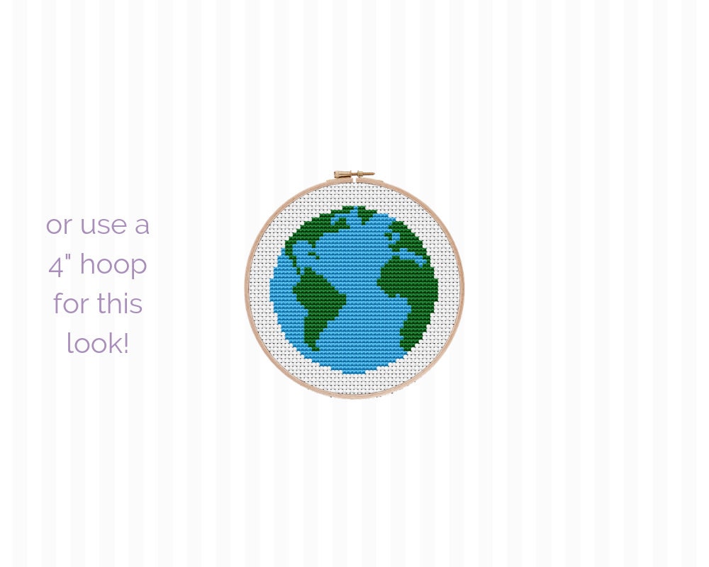Earth Embroidery Pattern - This Beginner, Mini Cross Stitch Pattern is ...