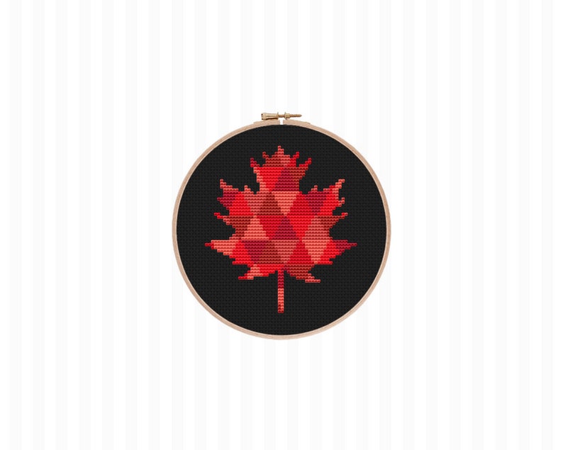 Red Maple Leaf Cross Stitch Pattern Autumn Colors Cross Stitch | Etsy