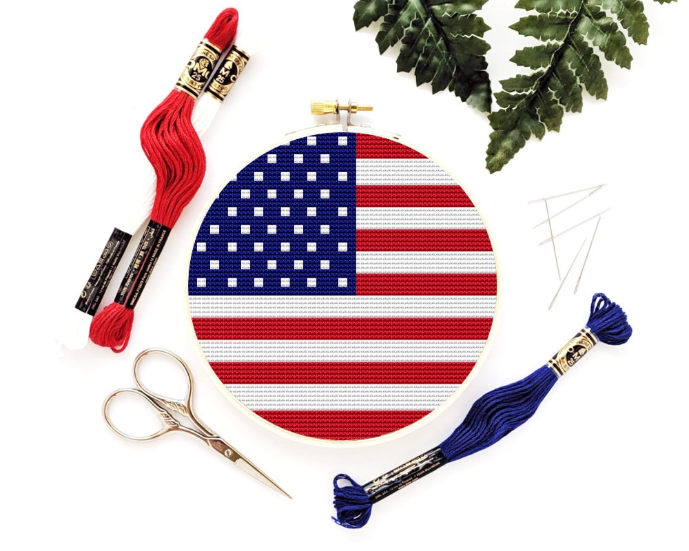 American Flag Cross Stitch Pattern US Flag Modern Cross Stitch | Etsy