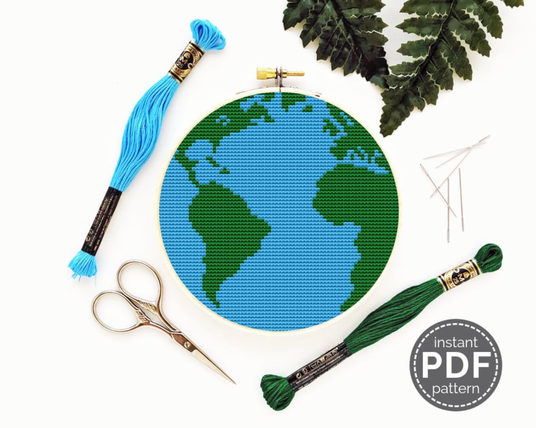 Earth Day Cross Stitch Pattern - This Beautiful, Modern Needlepoint ...