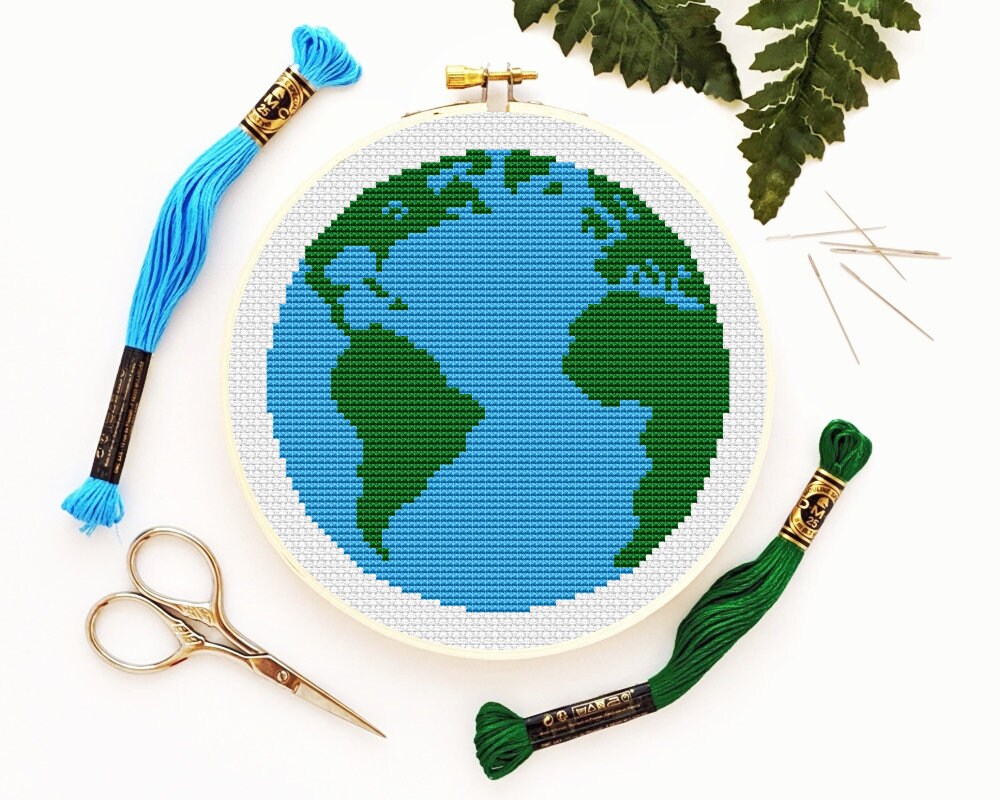 Earth Day Cross Stitch Pattern - This Beautiful, Modern Needlepoint ...