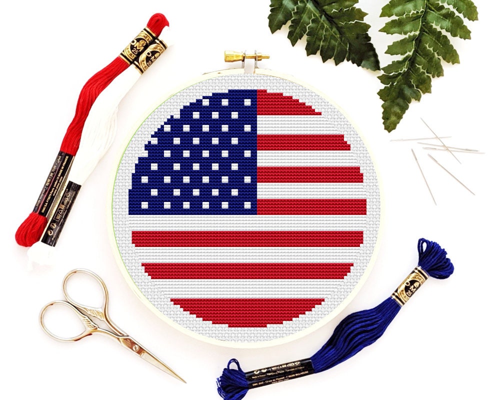 American Flag Cross Stitch Pattern US Flag Modern Cross Stitch | Etsy