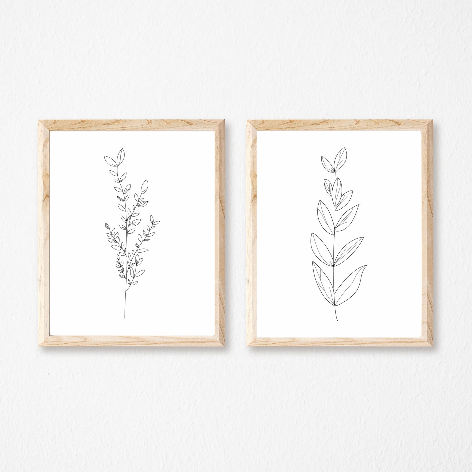 Botanical Print Set Printable Greenery Drawings Botanical - Etsy