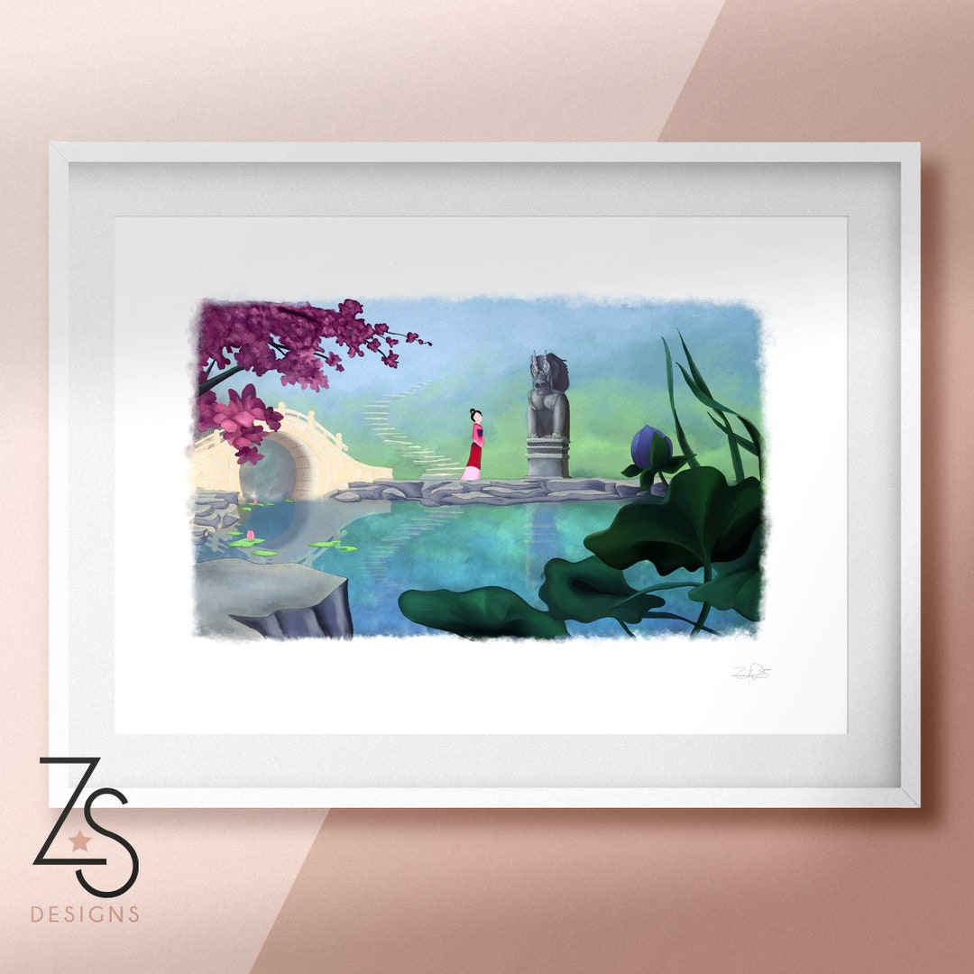 Disney Mulan Reflections Garden Scene Illustration Print - A5 A4 or A3 ...