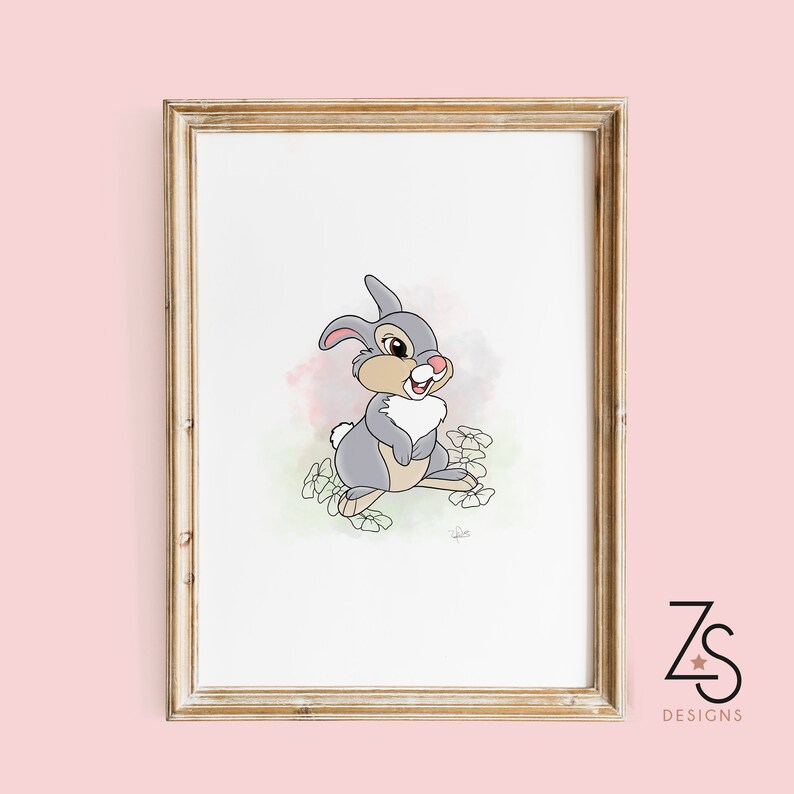Disney Thumper - Baby Rabbit Illustration Print - Personalised Name ...