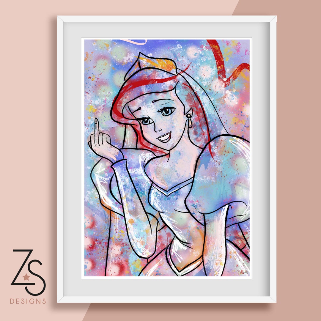 Princess Swearing - Disney Ariel Little Mermaid Inspired - Street Art ...