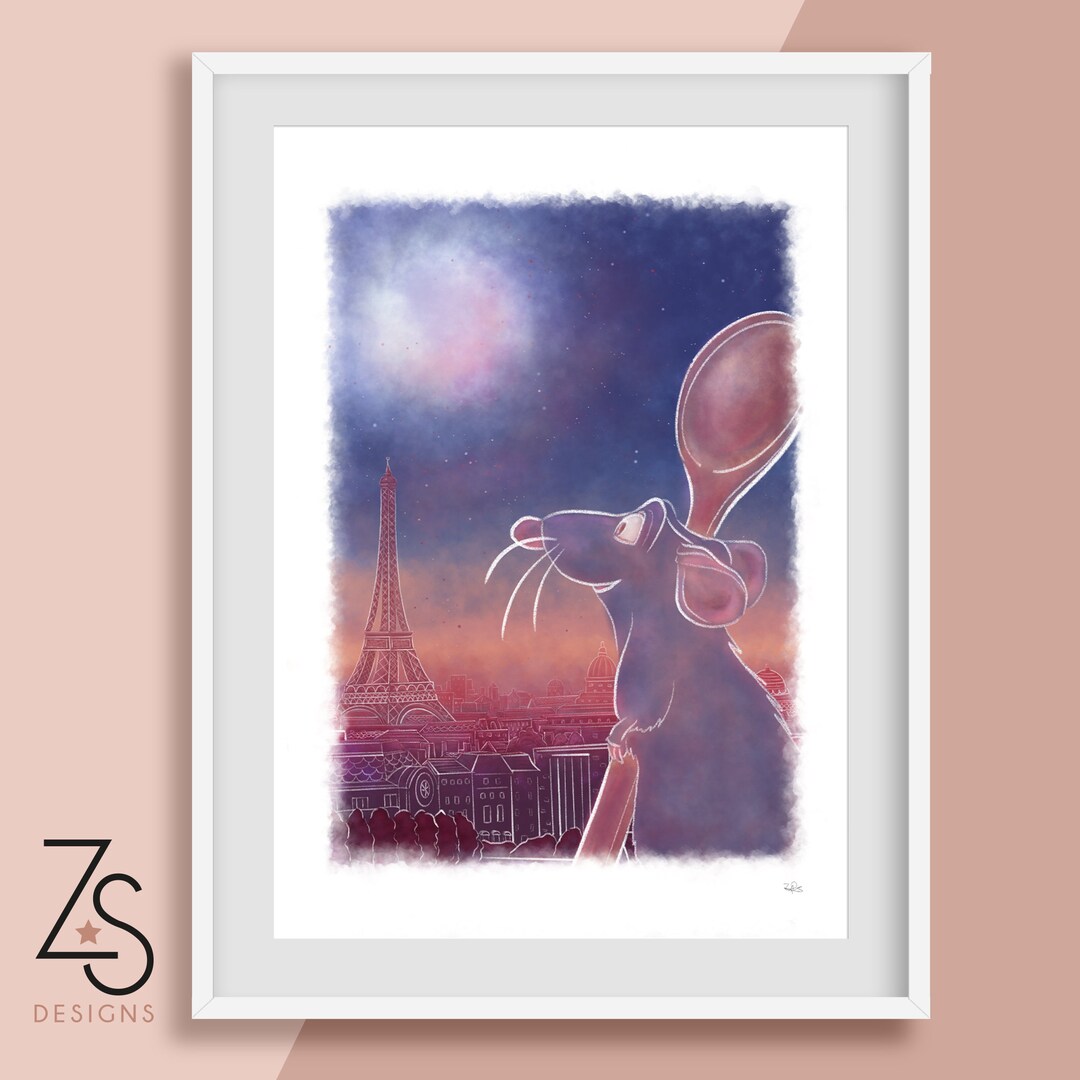 Disney Ratatouille Remi, Paris Illustration Print Multiple Sizes ...