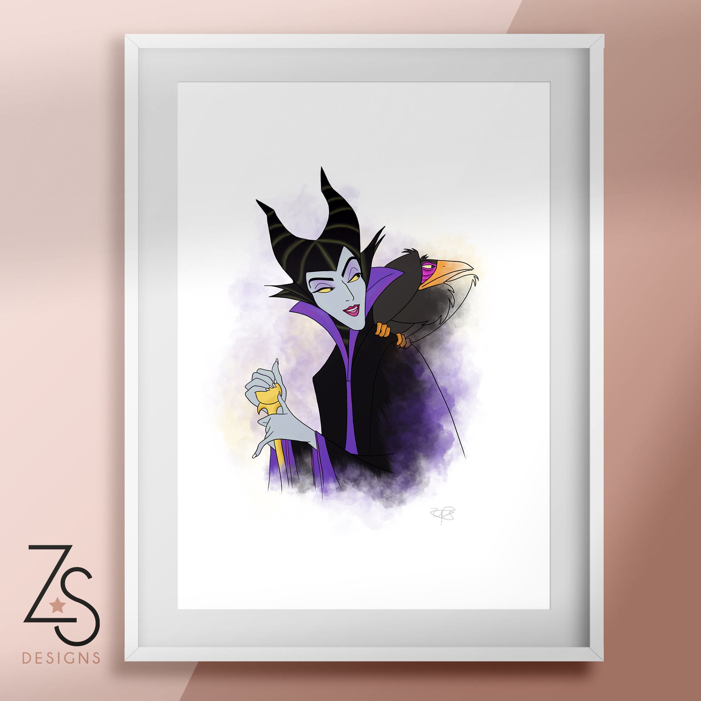 Disney Inspired Villains Maleficent Illustration Poster Designed & Sold ...