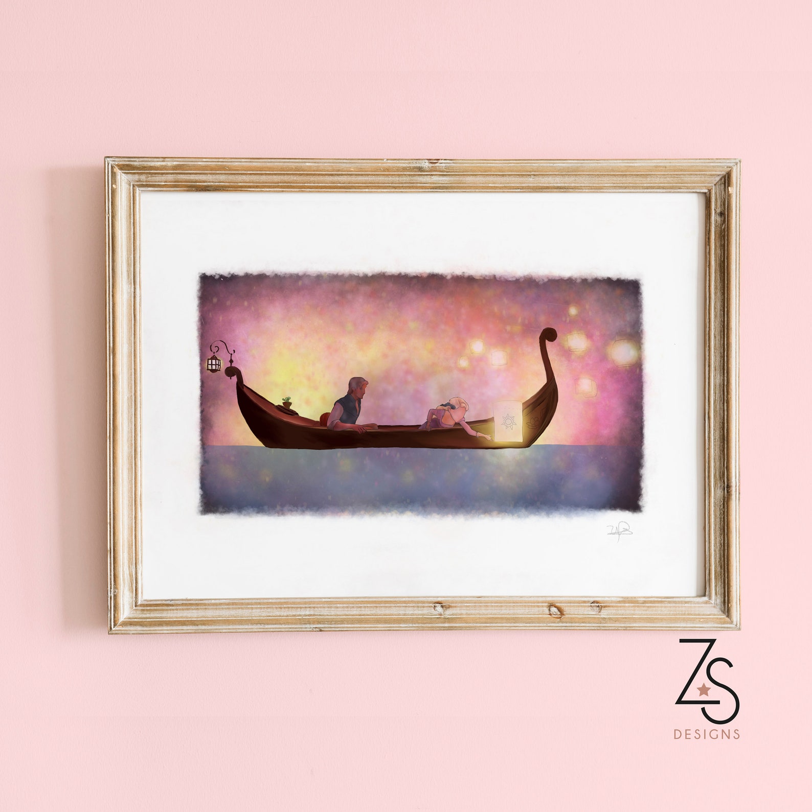 Disney Tangled Rapunzel Lanterns 'see the Light' River Illustration ...