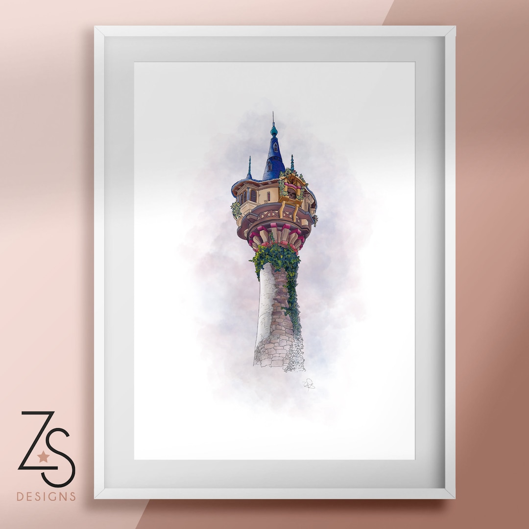 Disney Tangled Rapunzel Tower Illustration Print - A5 A4 or A3 - Etsy