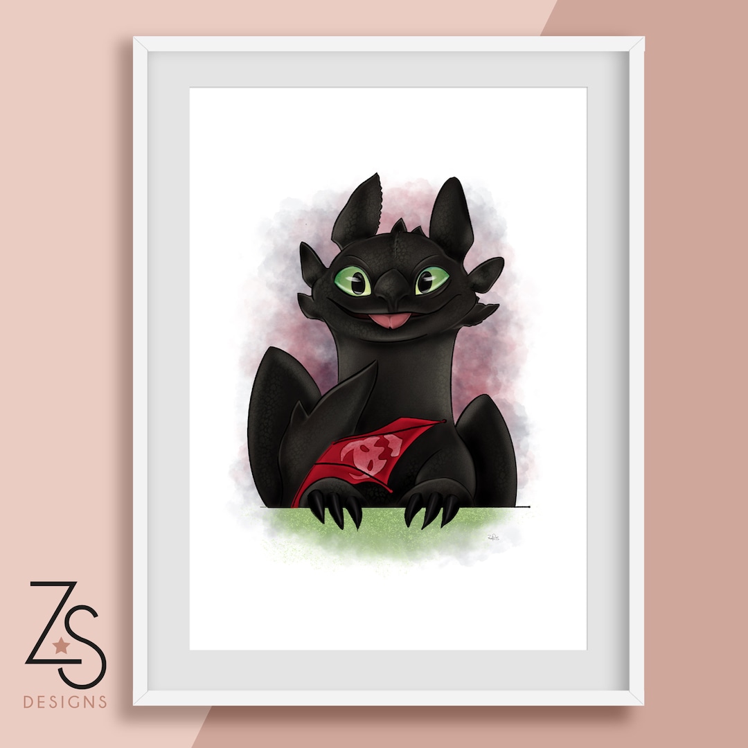 Dragon Illustration Print Toothless A5 A4 or A3 - Etsy