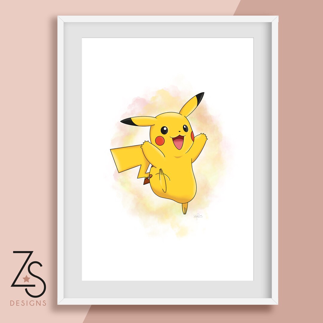 Pikachu Illustration Print Pokemon A5 A4 or A3 - Etsy