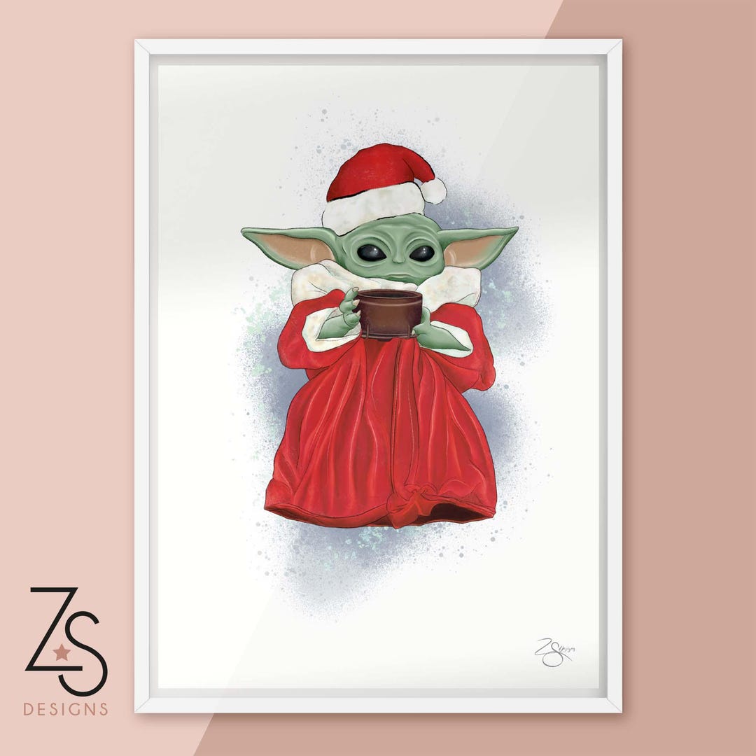 Santa Baby Grogu Christmas Illustration Print A5, A4 or A3 - Etsy