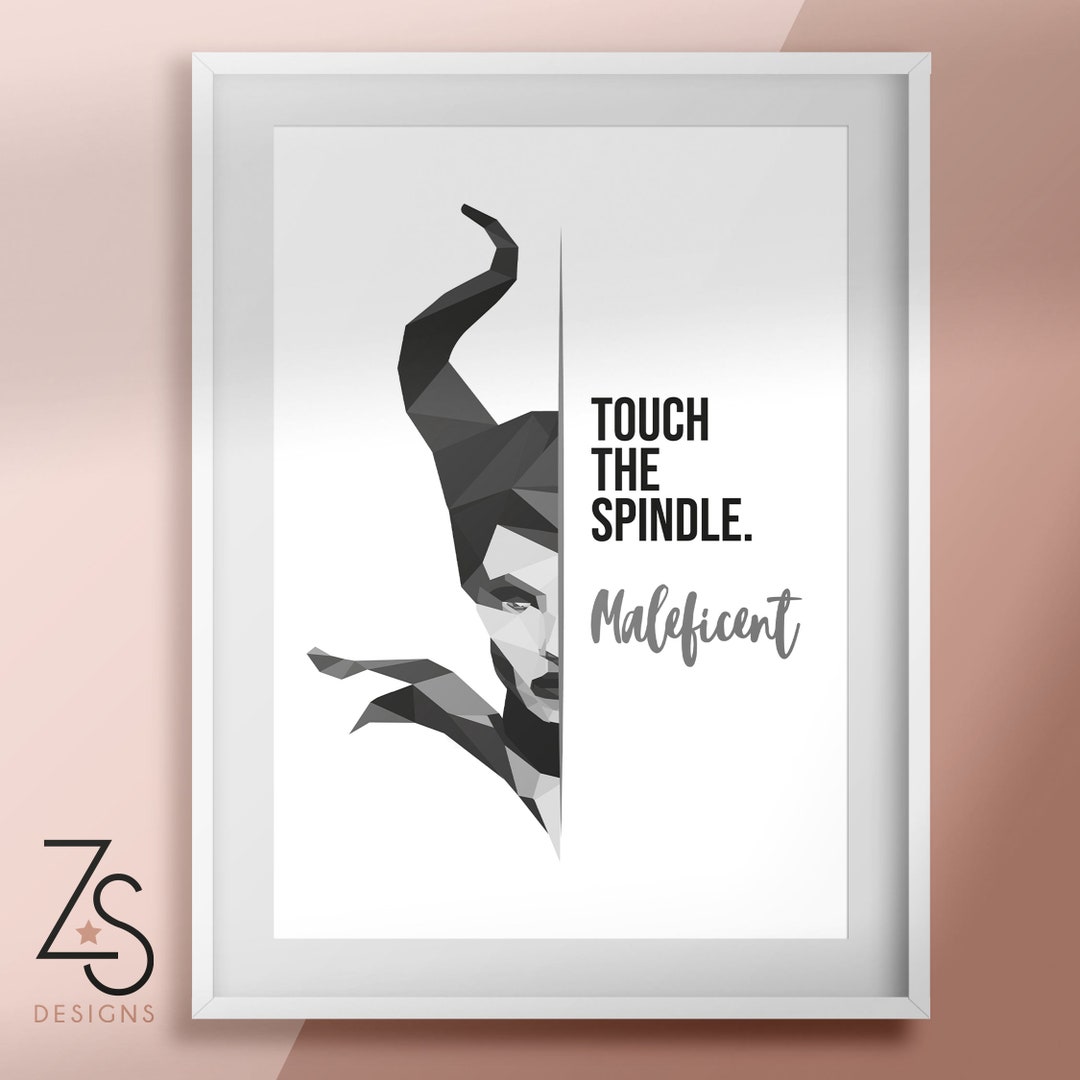 Disney Villian Maleficent Monochrome Polygon Quote 'touch the Spindle ...