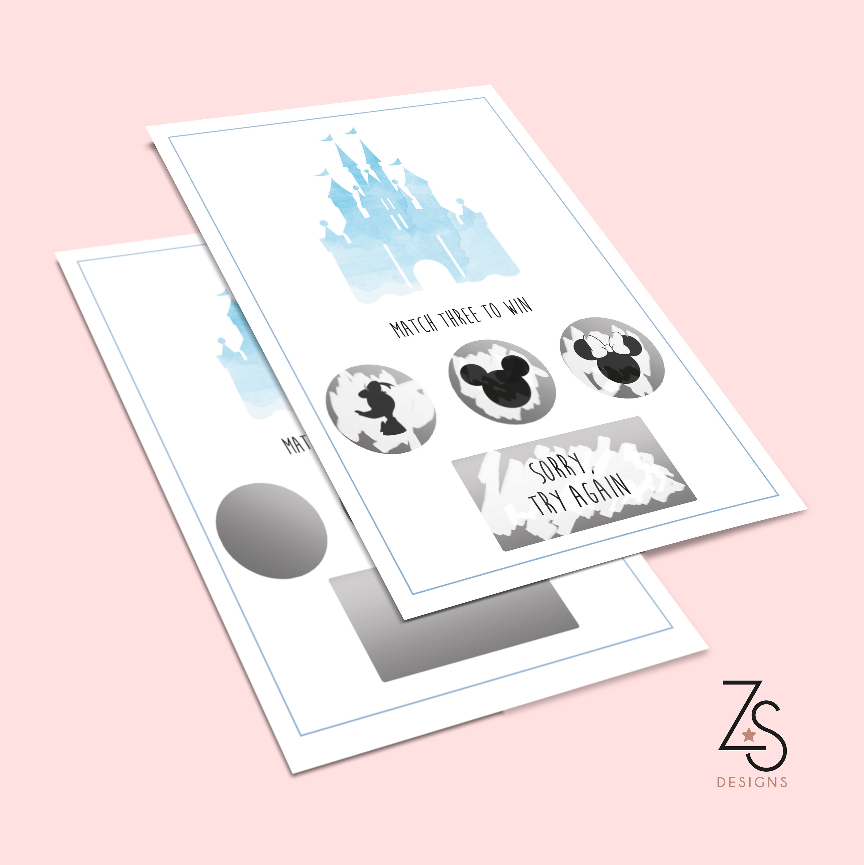Disney Castle Scratch Reveal Card Match 3 to Win or 4 the - Etsy UK