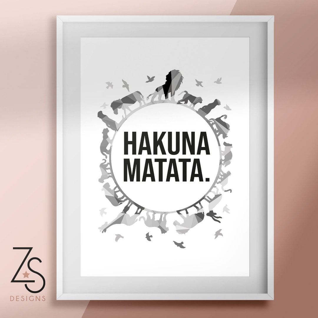 Disney Inspired - Hakuna Matata Animal Safari, Geometric Monochrome ...