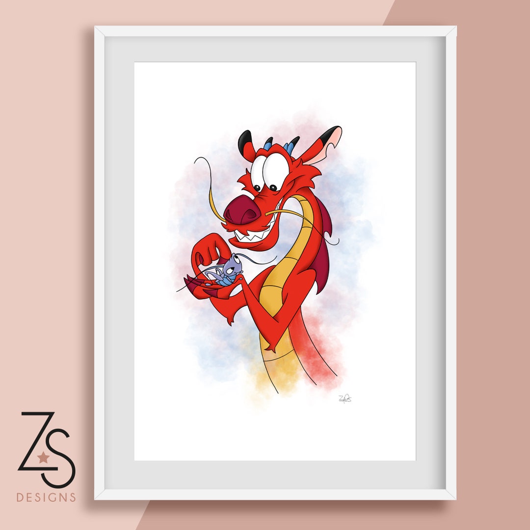 Disney Mulan Mushu Dragon - Illustration Print - A5 A4 or A3 - Etsy