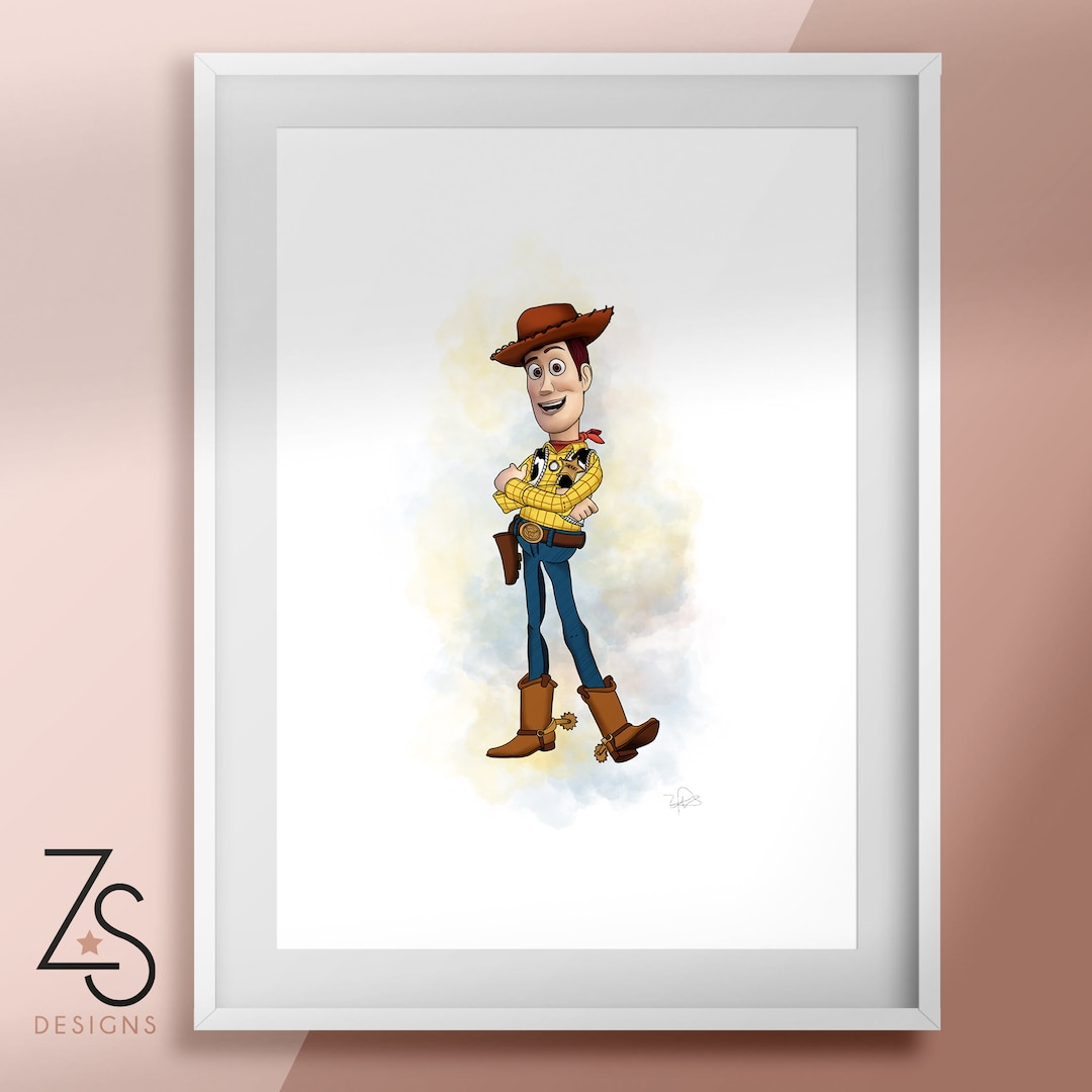 Disney Inspired Toy Story Woody Cow Boy Illustration Print - Etsy