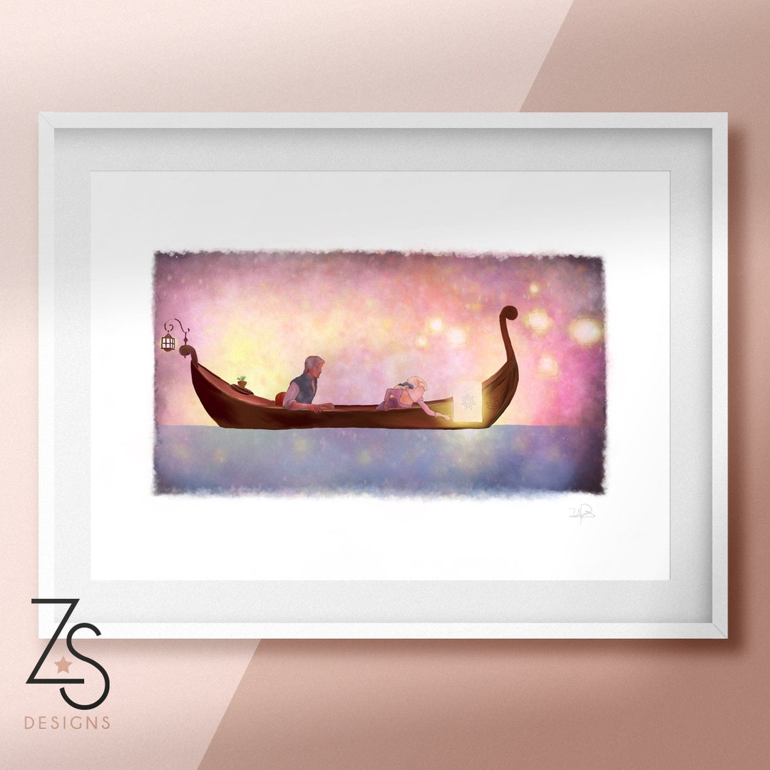 Disney Tangled Rapunzel Lanterns 'see the Light' River Illustration ...