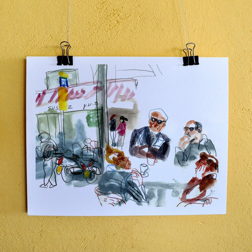 Coffee Shop Poster, People Portrait, Street Scene, Home Decor, Wall Art ...