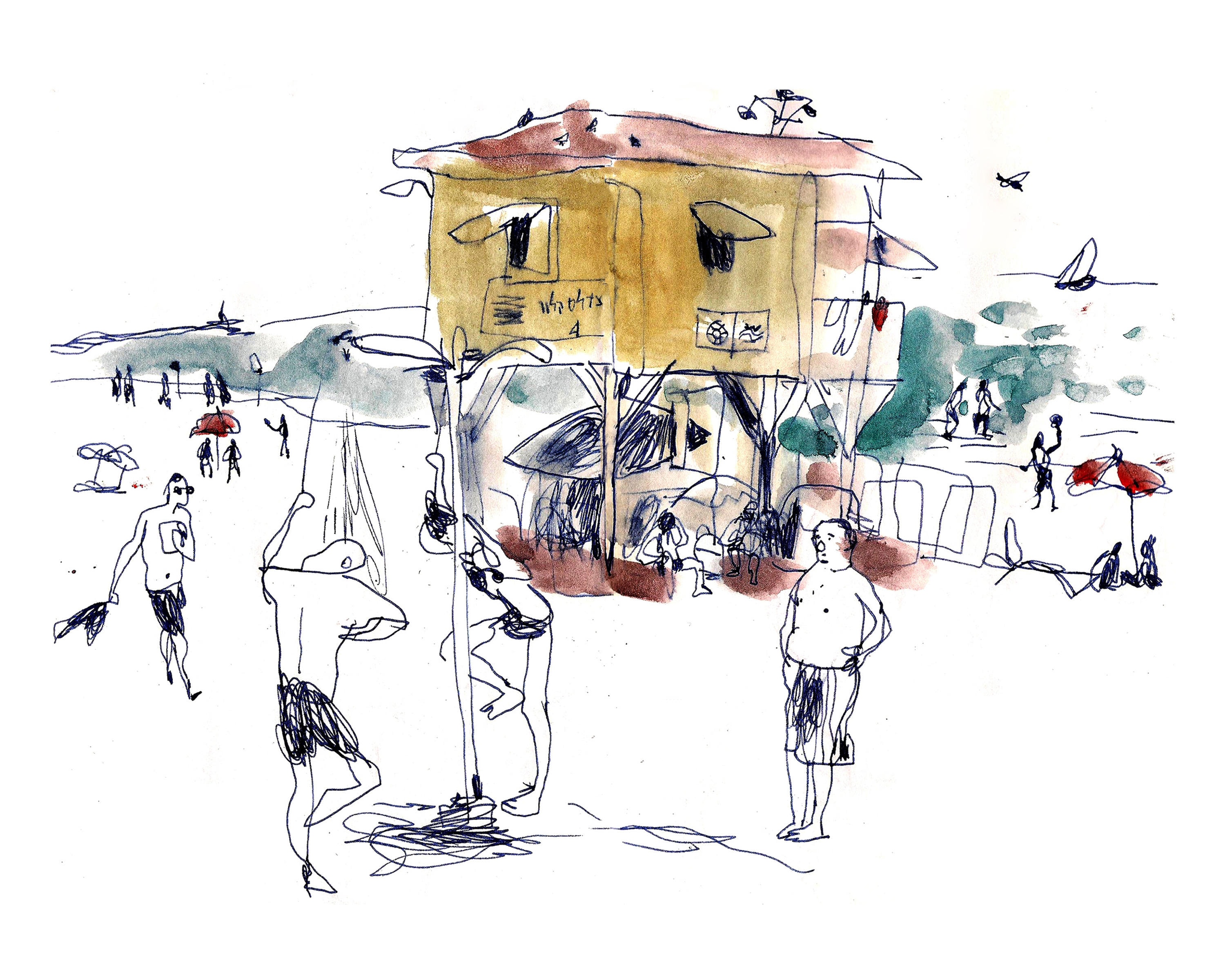 Beach People Drawing