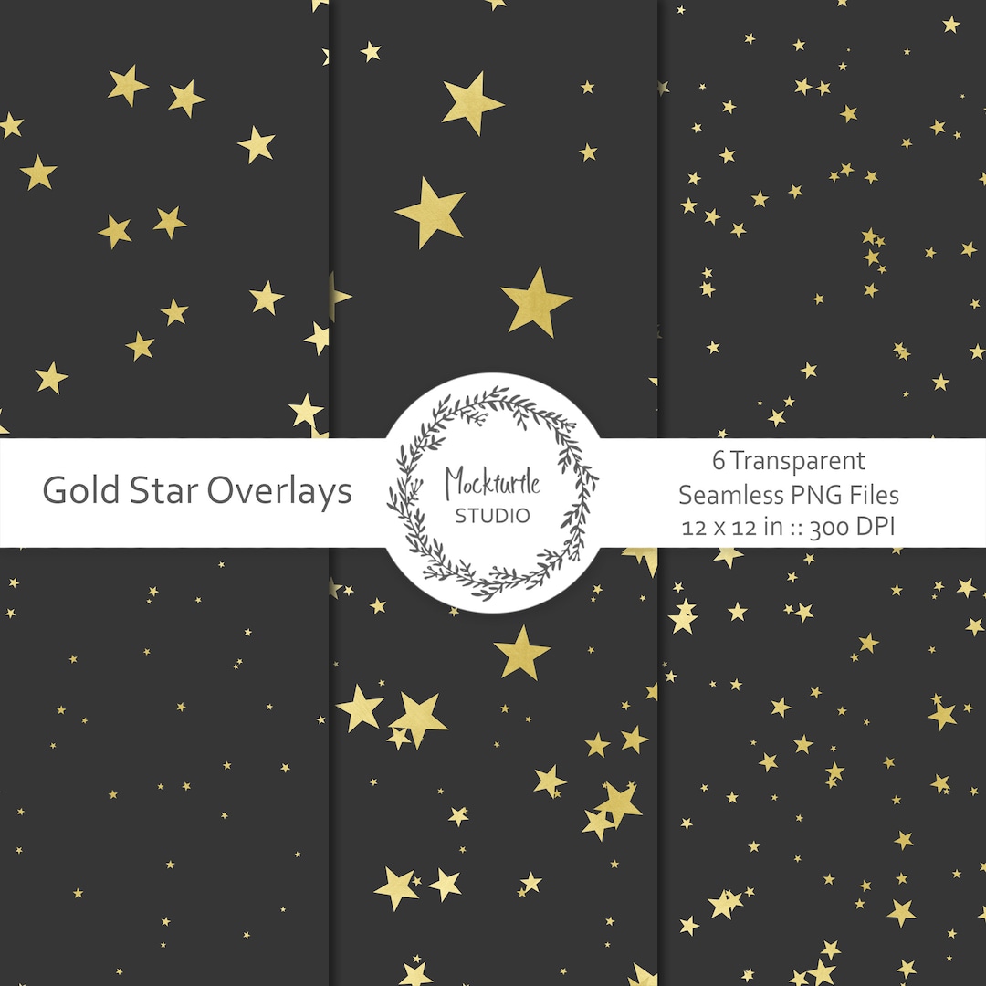 Seamless Gold Star Digital Overlays - Transparent PNG Overlay - Star ...