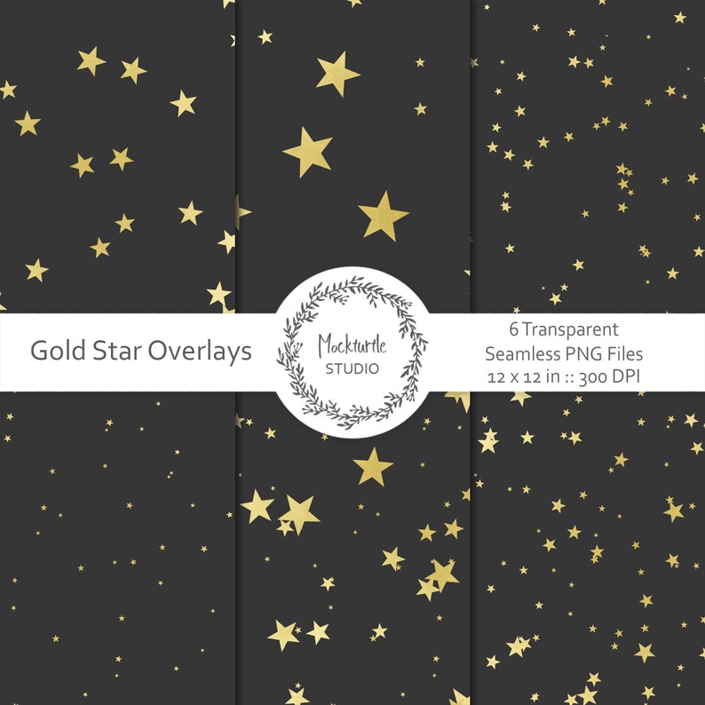 Gold Star Seamless Overlays: Transparent PNG, Christmas, Commercial Use ...