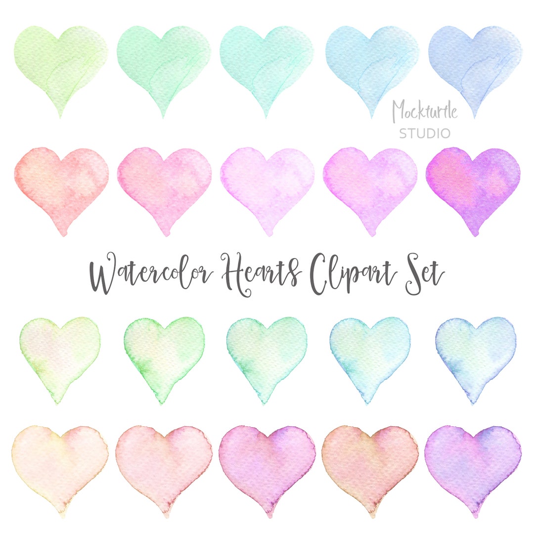 Watercolor Hearts Clipart - Watercolor Clipart - Hearts Clipart ...
