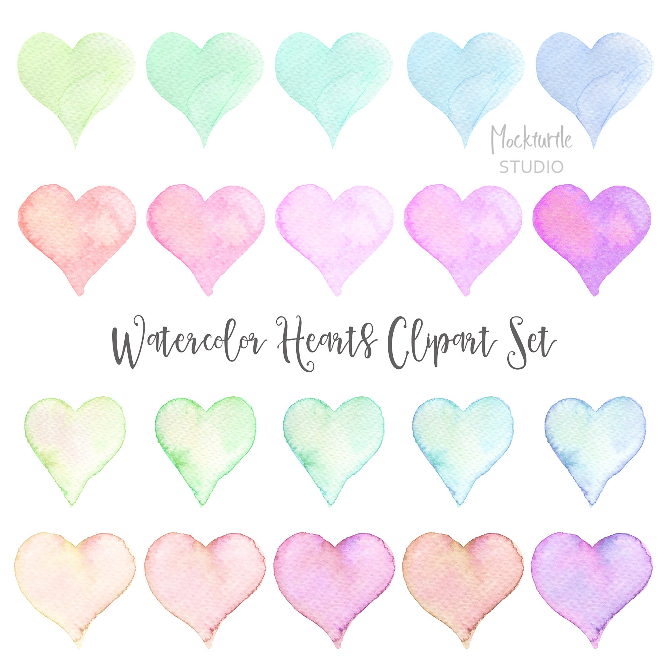 Watercolor Hearts Clipart - Watercolor Clipart - Hearts Clipart ...