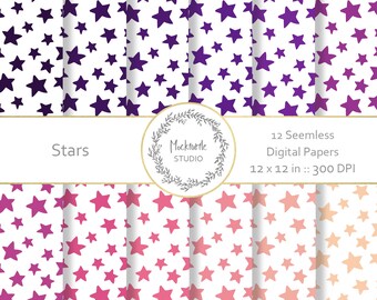 Star Digital Paper Commercial Use Scrapbook Patterns - Etsy