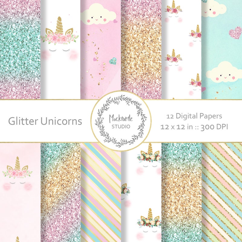 Unicorn Digital Paper - Etsy