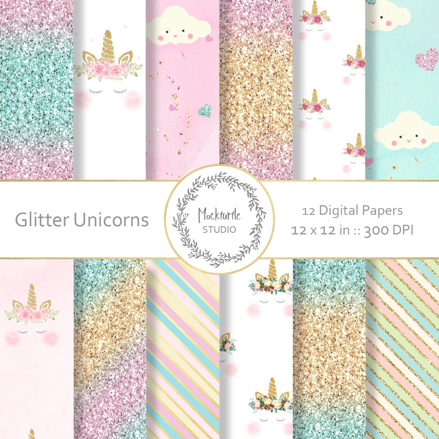 Unicorn Digital Paper Unicorn Clipart Scrapbook Paper - Etsy